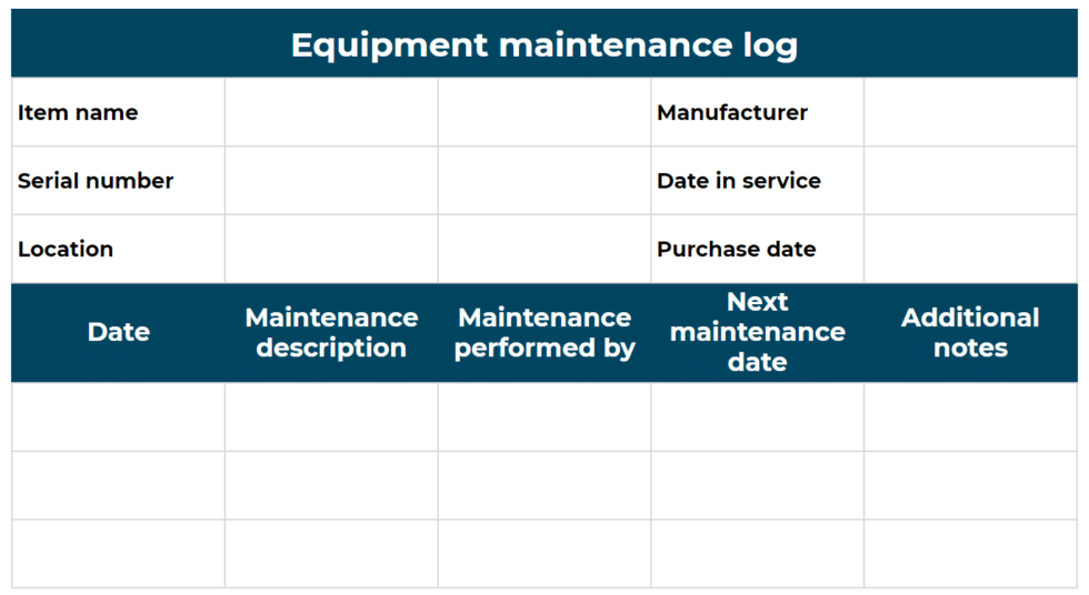 Equipment Maintenance Log: Benefits and Best Practices